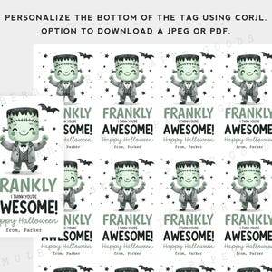 Editable Halloween Gift Tag Instant Download Cute Frankenstein ...