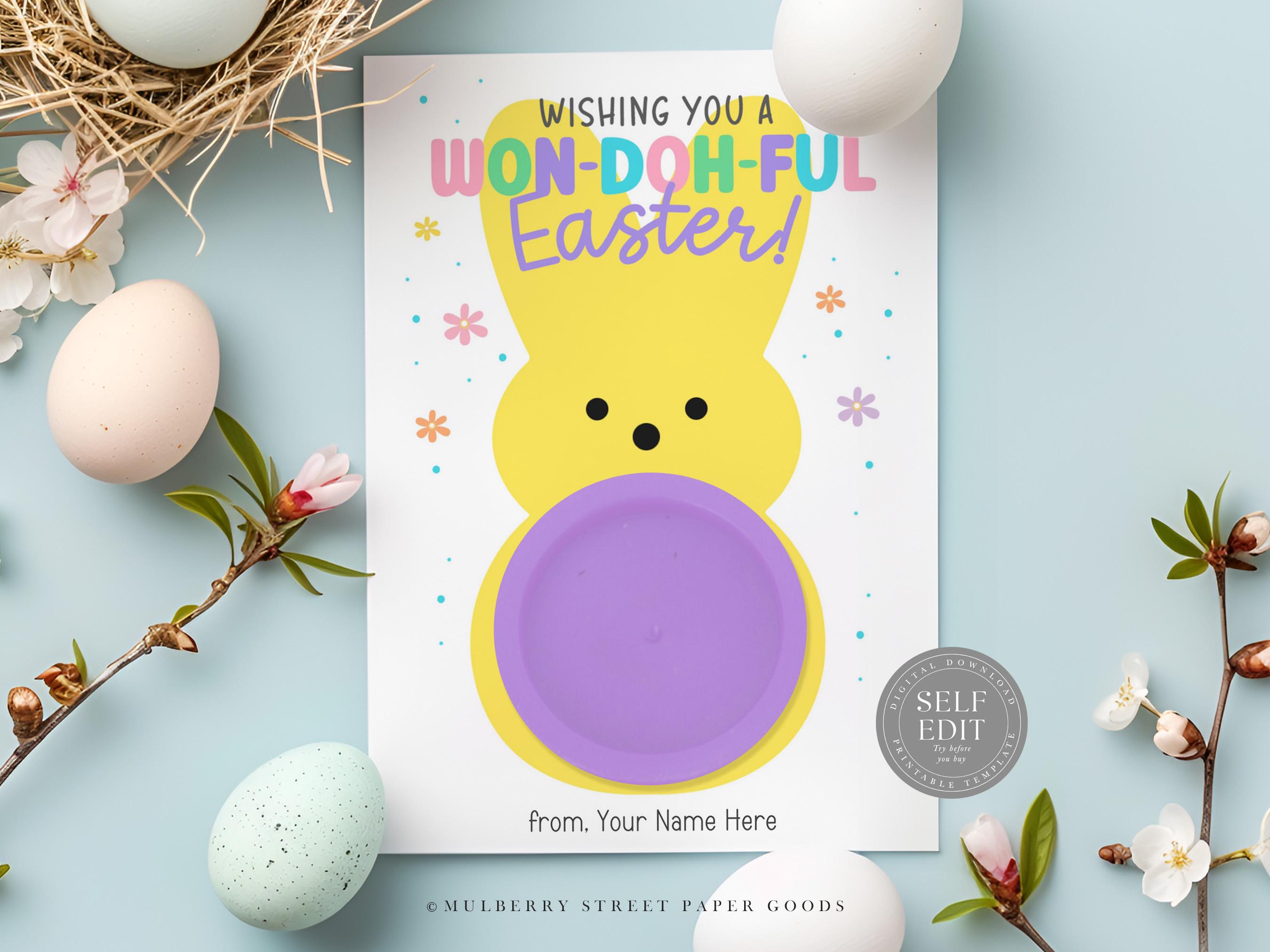 Easter Play Dough Card Holder Canva Template Printable Easter Non Candy ...