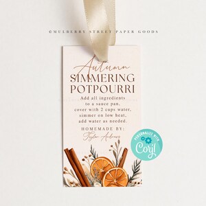 Editable Autumn Simmering Potpourri Gift Tag Fall Stovetop Potpourri ...