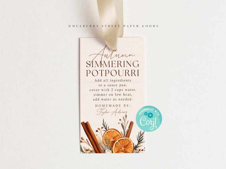 Editable Autumn Simmering Potpourri Gift Tag Fall Stovetop Potpourri ...