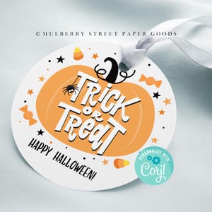 Halloween Circle Sticker Printable Trick or Treat Halloween Tag Party ...