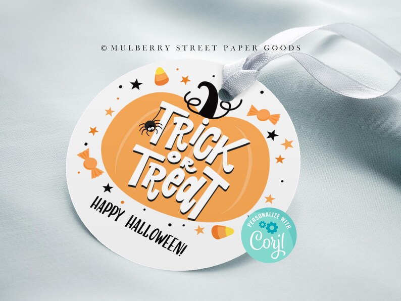 Halloween Circle Sticker Printable Trick or Treat Halloween Tag Party ...