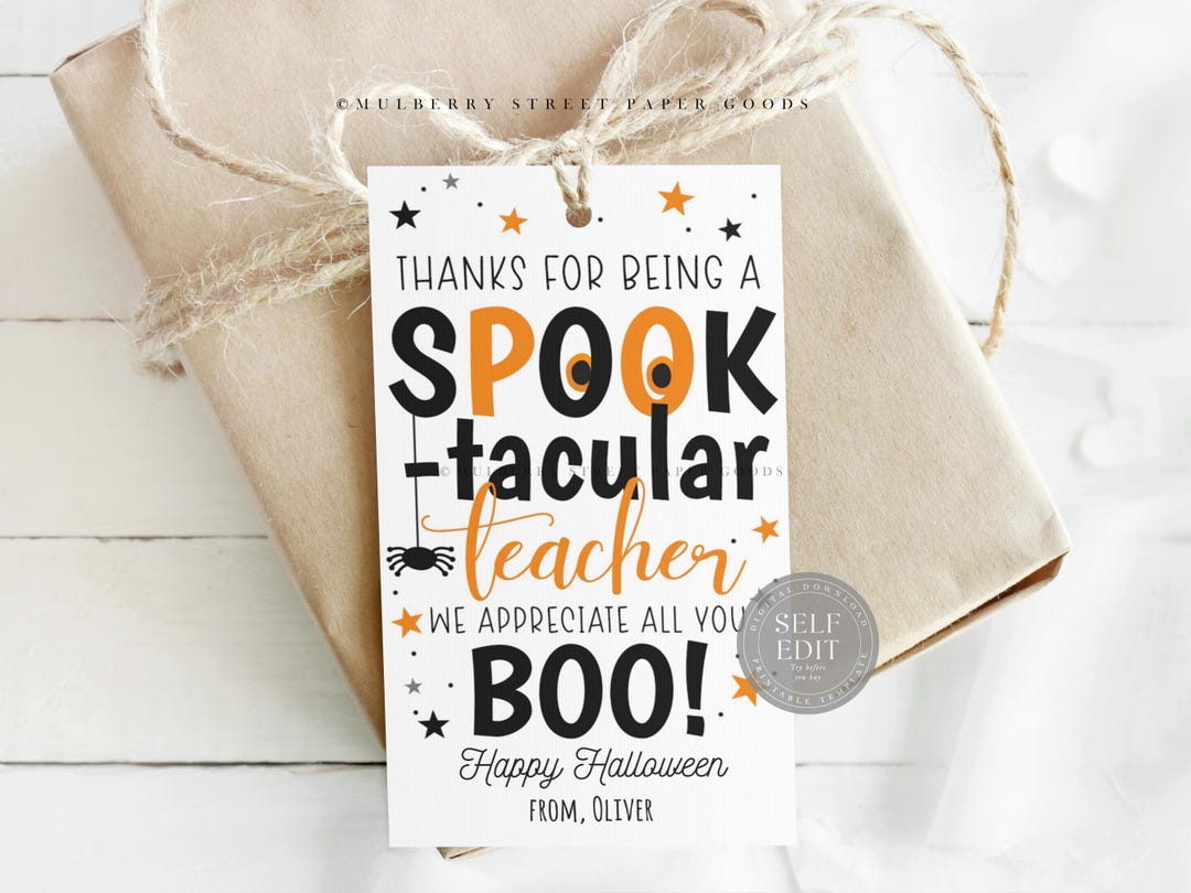 Printable Spooktacular Teacher Halloween Gift Tag, School Halloween ...