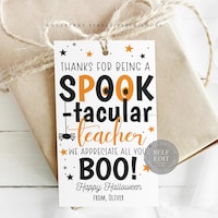 Editable Halloween Coffee Teacher Favor Tag Spooky Brew Favors Happy ...