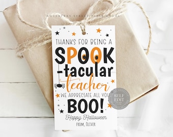 Printable Spooktacular Teacher Halloween Gift Tag, School Halloween ...