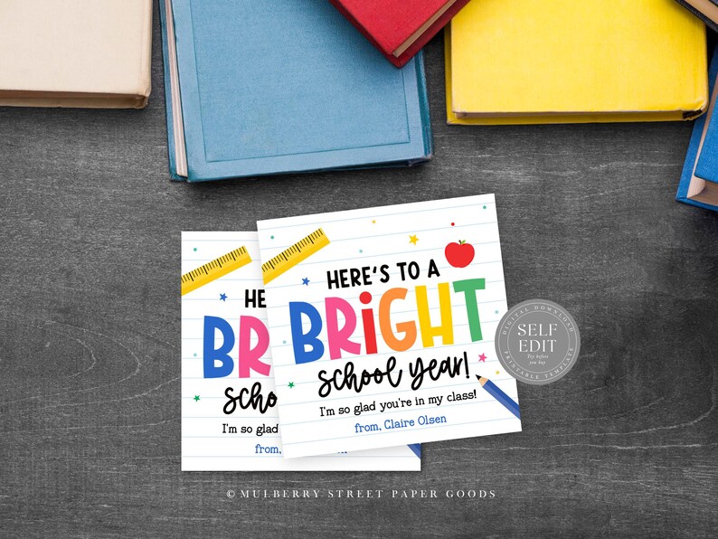 Back to School Gift Tag Printable Instant Download First Day of School ...