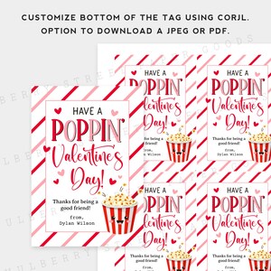 Printable Have a Poppin Valentine's Day Card Kids Classroom Popcorn ...