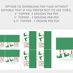 Elf Kisses Bag Topper Printable, Christmas Gift Bag Topper ...