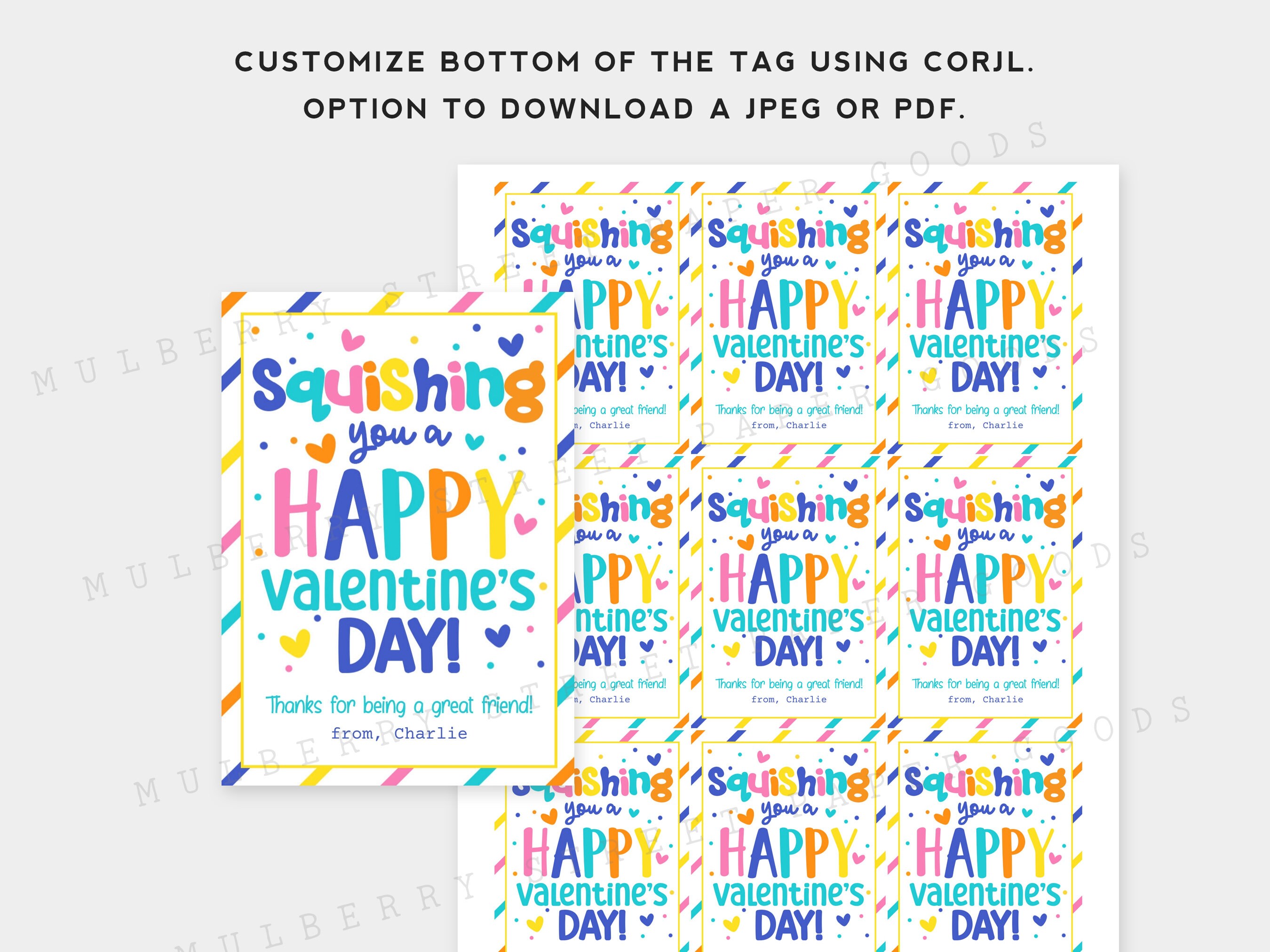 Printable Squishing You a Happy Valentine's Day Card Squish Toy ...