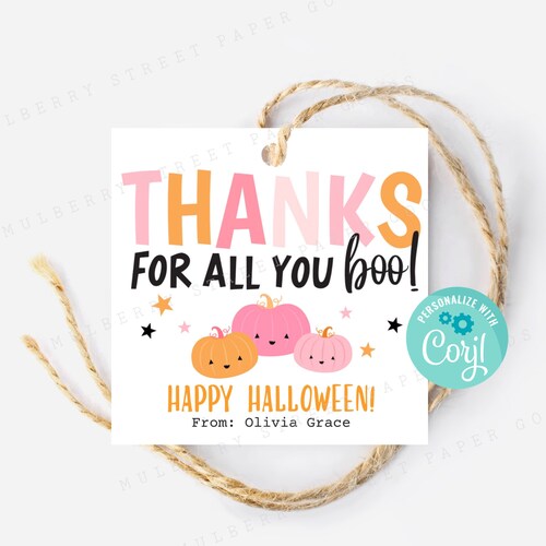 Printable Thanks for All You BOO Ghost Gift Tags for - Etsy