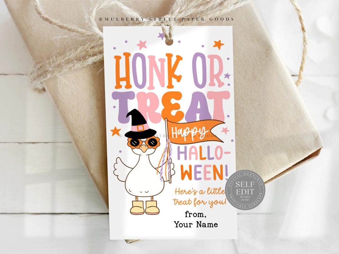 Halloween Goose Gift Tag Digital Download Canva Template Printable ...