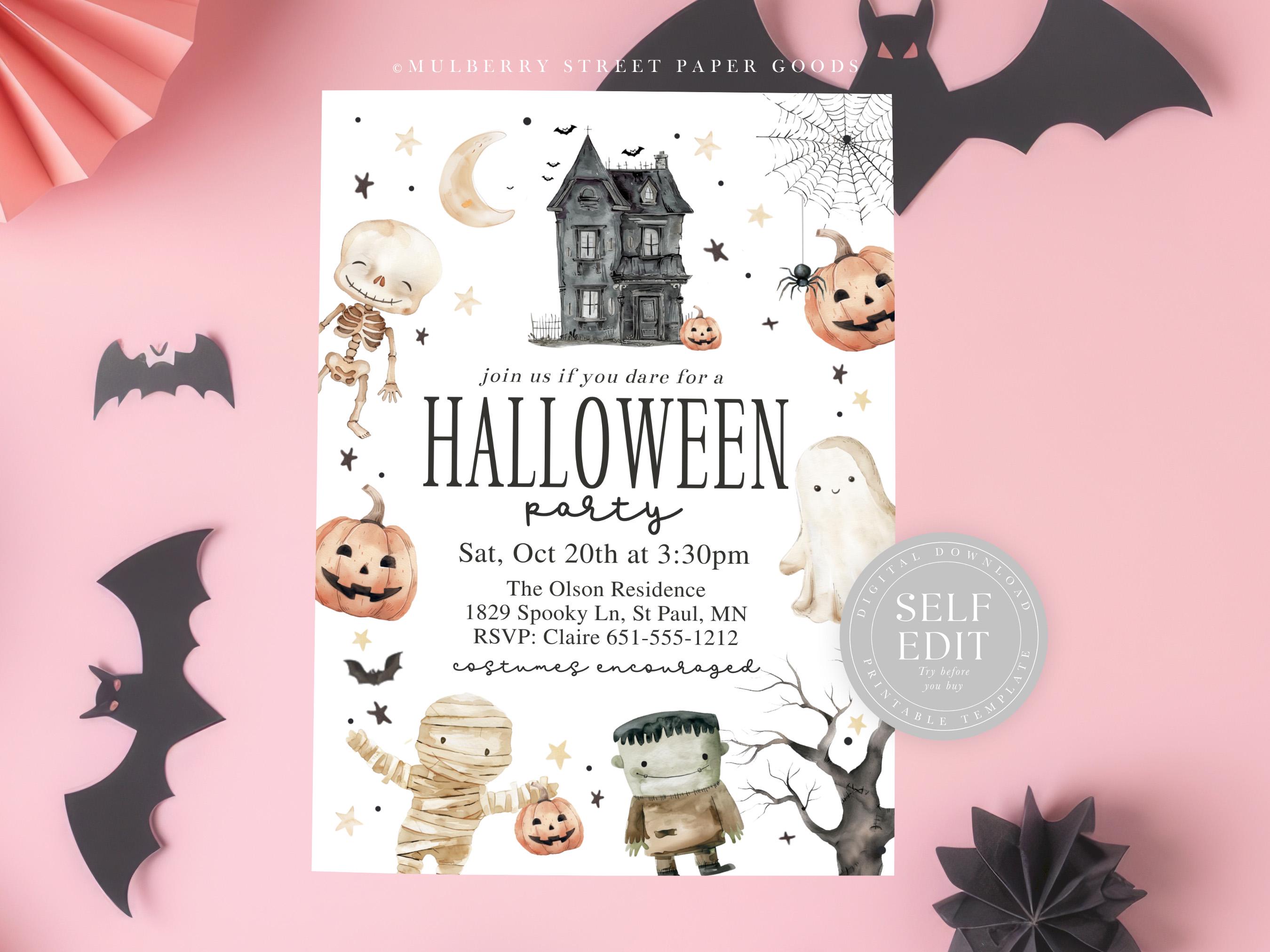 Editable Halloween Invitation Printable Halloween Party Invite Canva ...