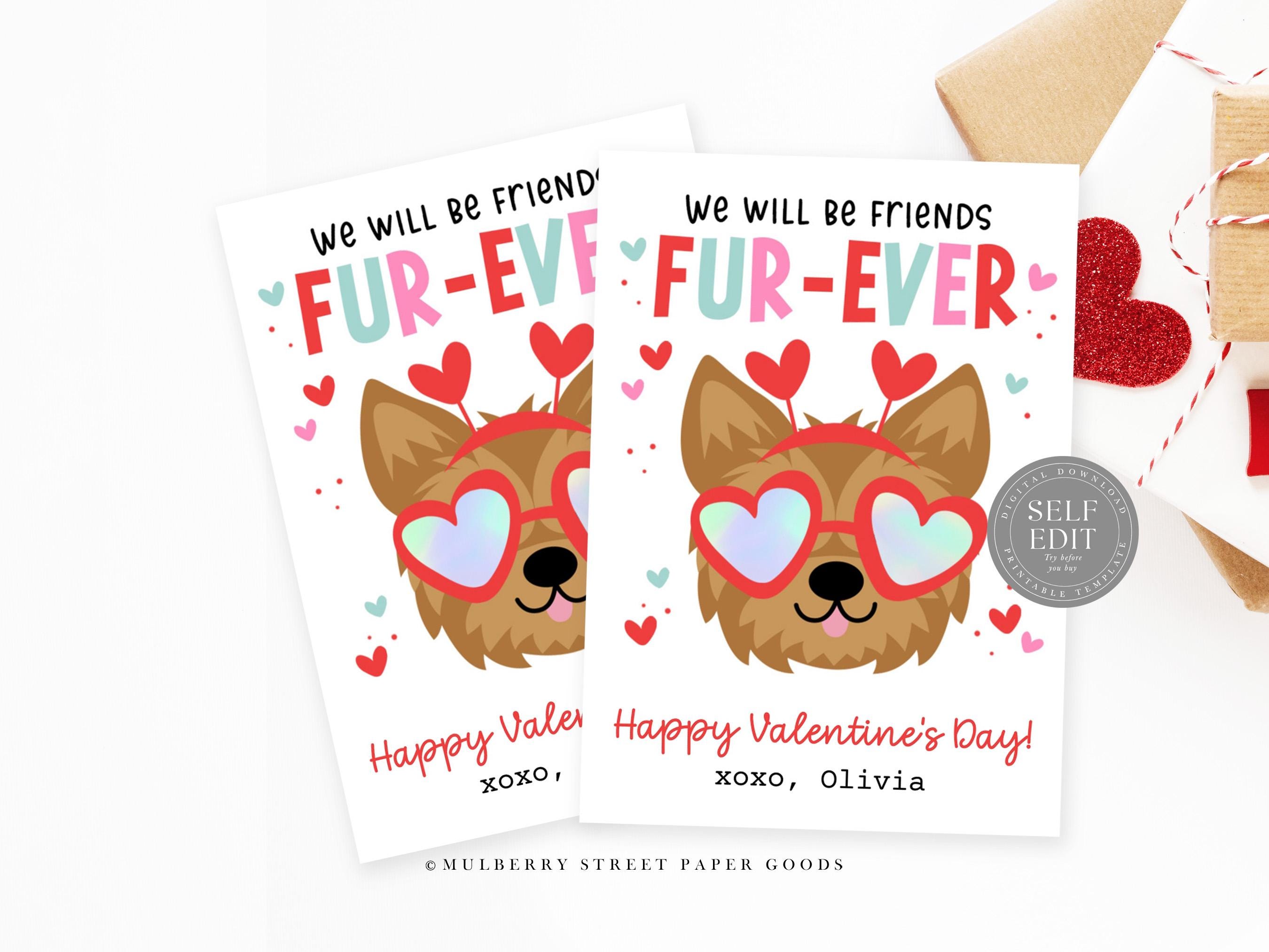 Cute Dog Valentine's Day Card Printable Canva Template Digital Download ...