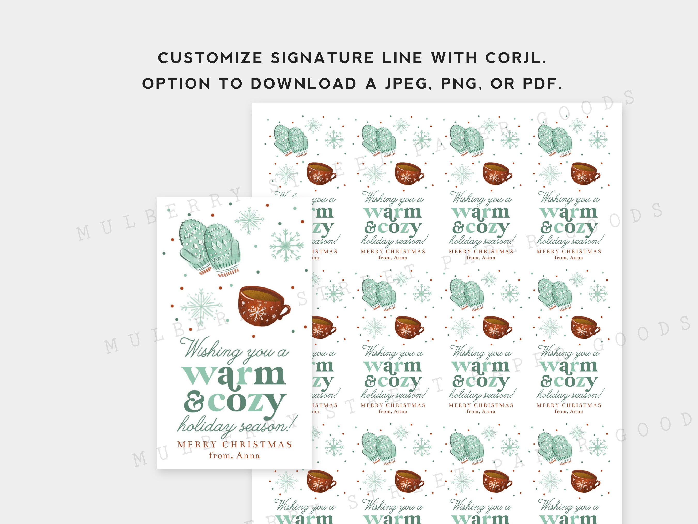 Wishing You a Warm and Cozy Holiday Season Printable Gift Tag, Mittens ...