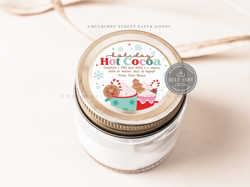Editable Hot Chocolate Labels Printable Digital Download Christmas Hot ...