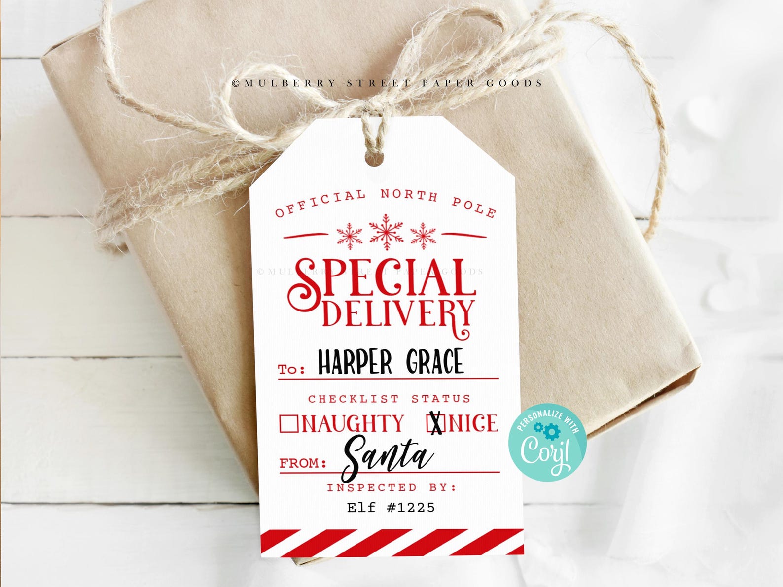Personalized Santa Christmas Gift Tag Digital Download Editable Gift ...