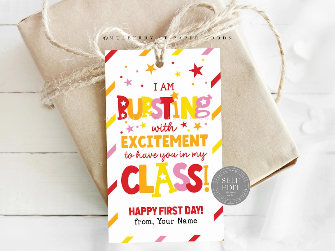Back to School Gift Tag Canva Template Bursting With Excitement to Have ...