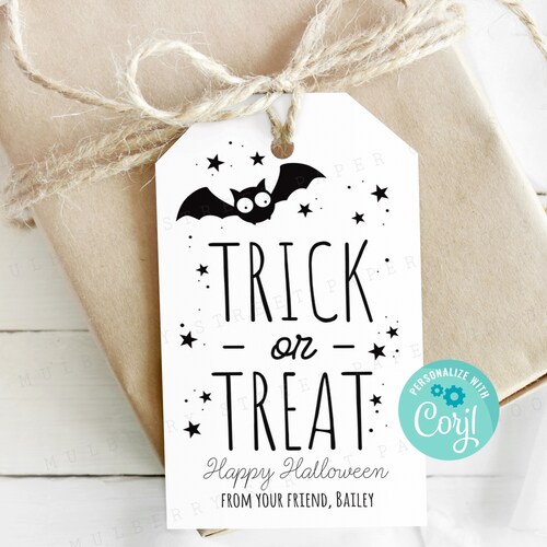Printable Happy Halloween Gift Tag Trick or Treat Favor Bag - Etsy