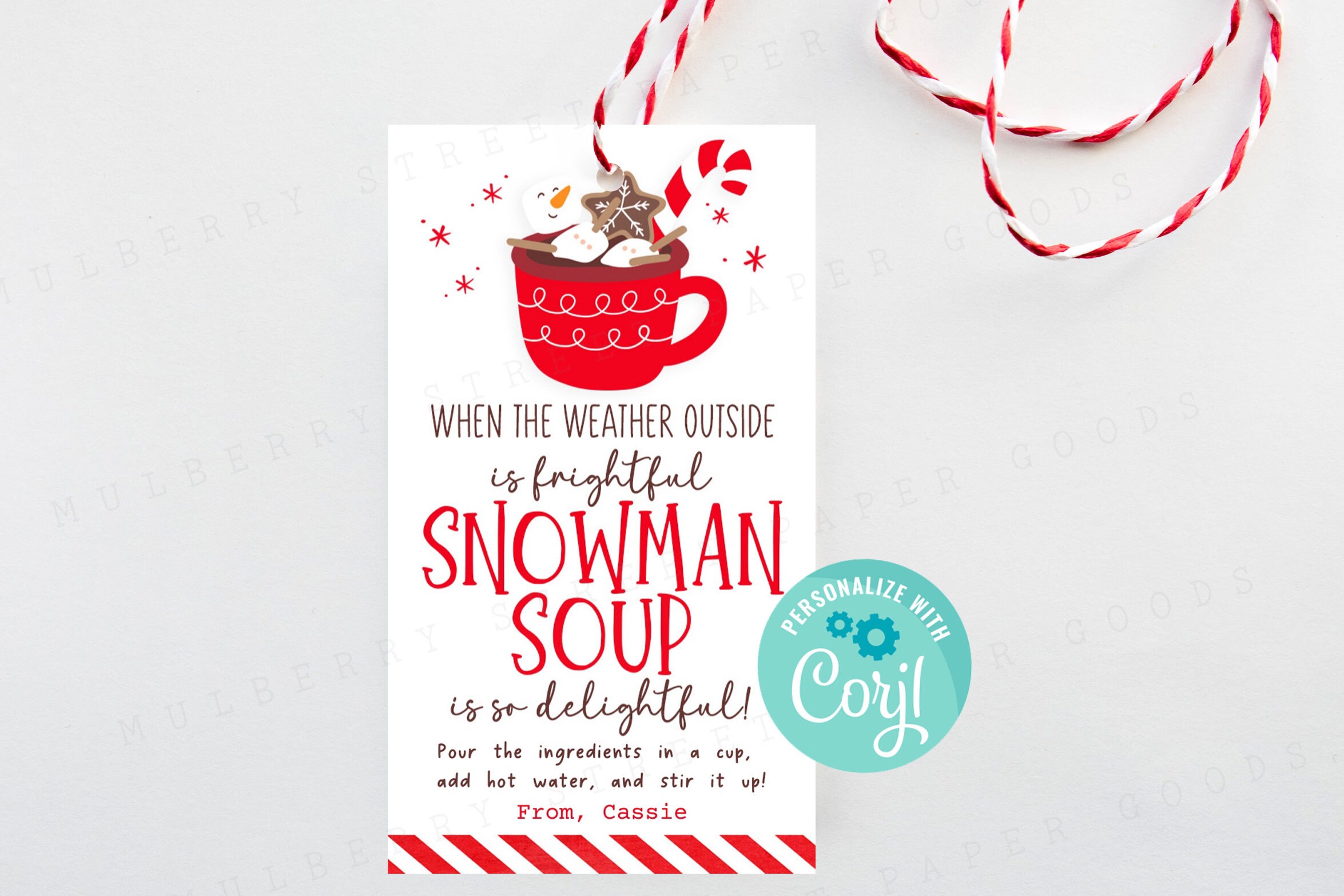 Printable Snowman Soup Christmas Gift Tag, Hot Chocolate Holiday ...