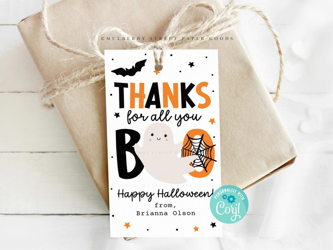 Thanks for All You Boo Halloween Gift Tag Printable Cute Ghost Teacher ...