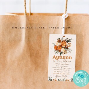 Editable Autumn Stovetop Potpourri Gift Tag Fall Simmering Potpourri ...