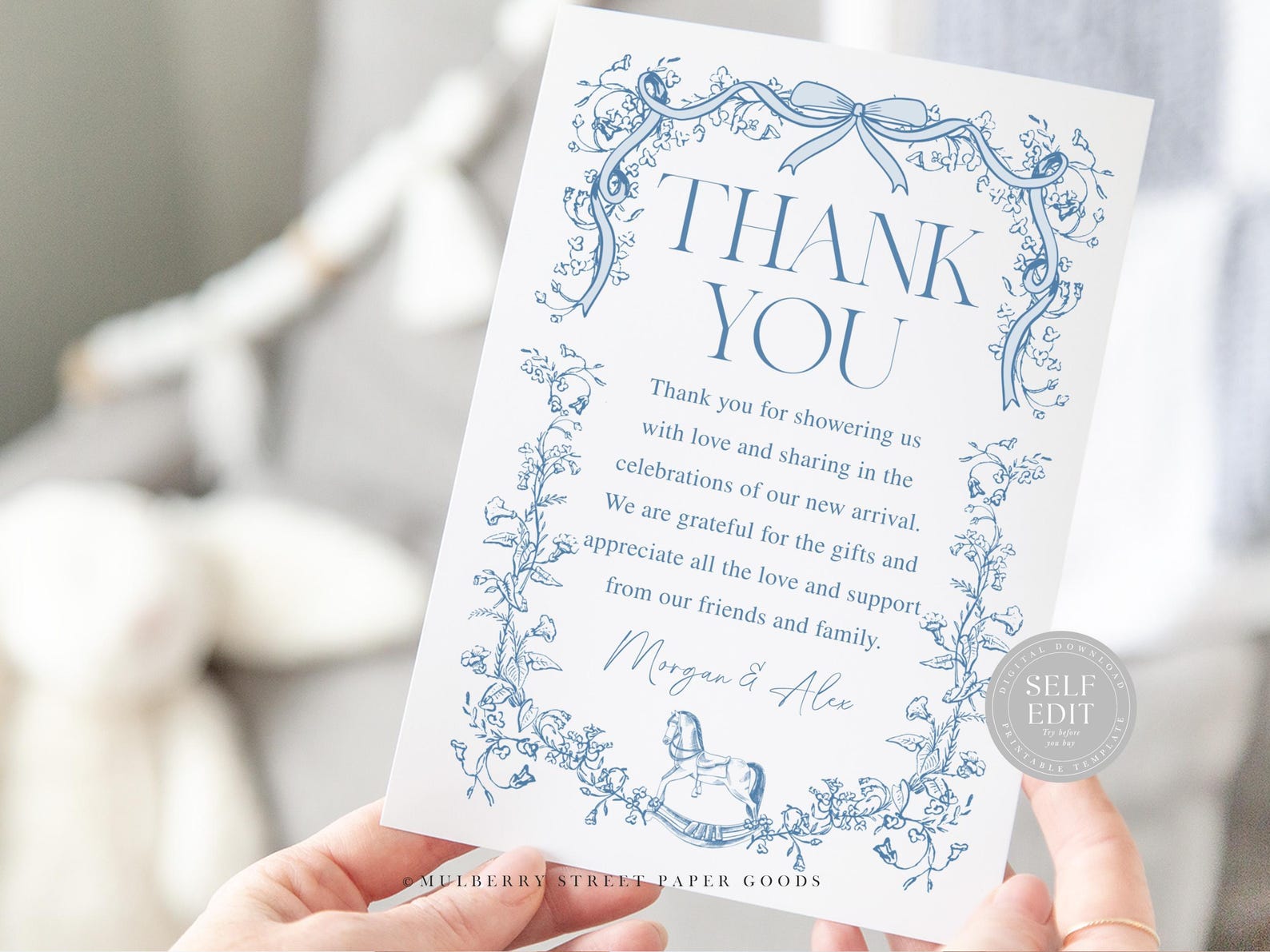 Editable Baby Shower Thank You Card Canva Template Instant Download ...