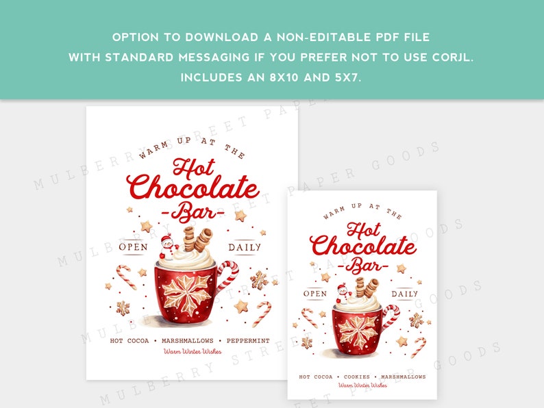 Editable or Instant Download Hot Cocoa Bar Table Sign, Winter Hot ...