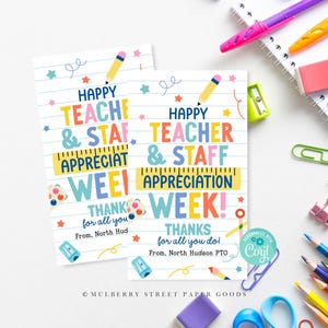 Teacher Staff Appreciation Gift Tag Printable Instant Download Teacher ...