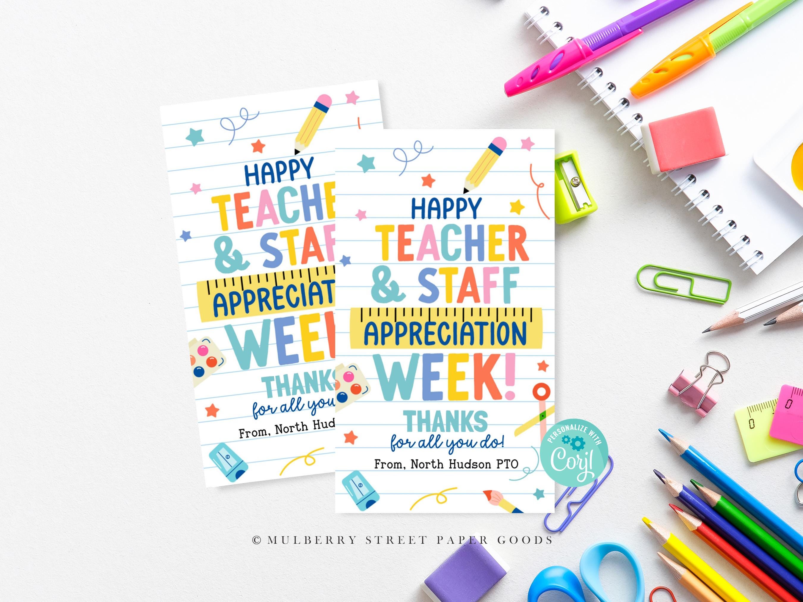 Teacher Staff Appreciation Gift Tag Printable Instant Download Teacher ...