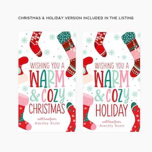 Wishing You a Warm and Cozy Christmas Gift Tag Printable, Fuzzy Socks ...