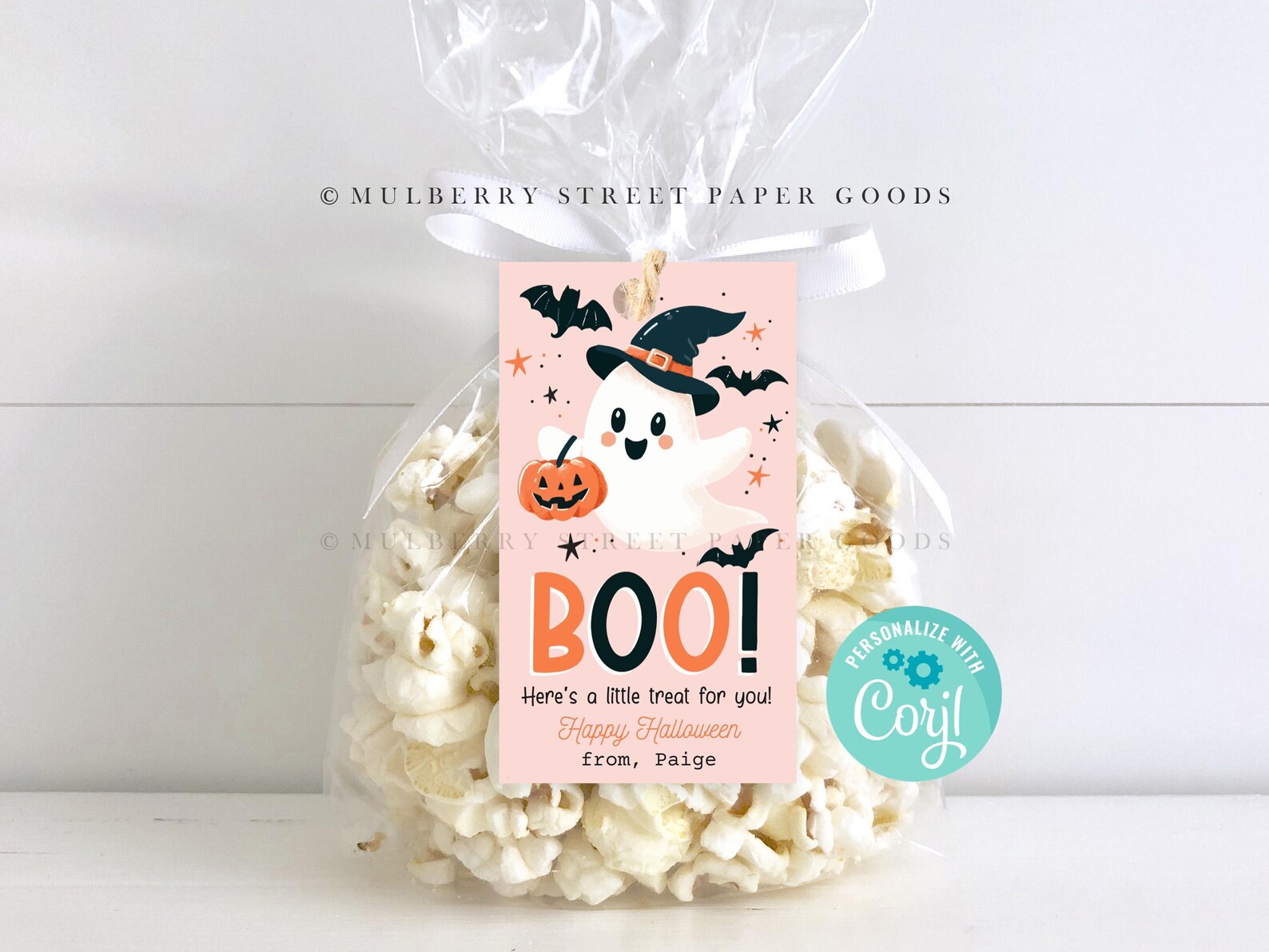 Printable Halloween Treat Tag Pink Halloween Boo Bag Tag Classroom ...