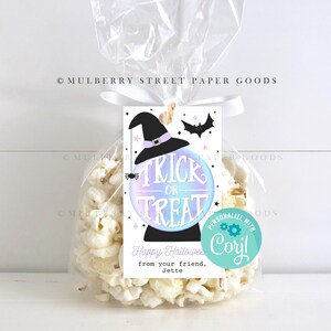 Halloween Gift Tag Printable Pastel Halloween Party Favor Trick or ...