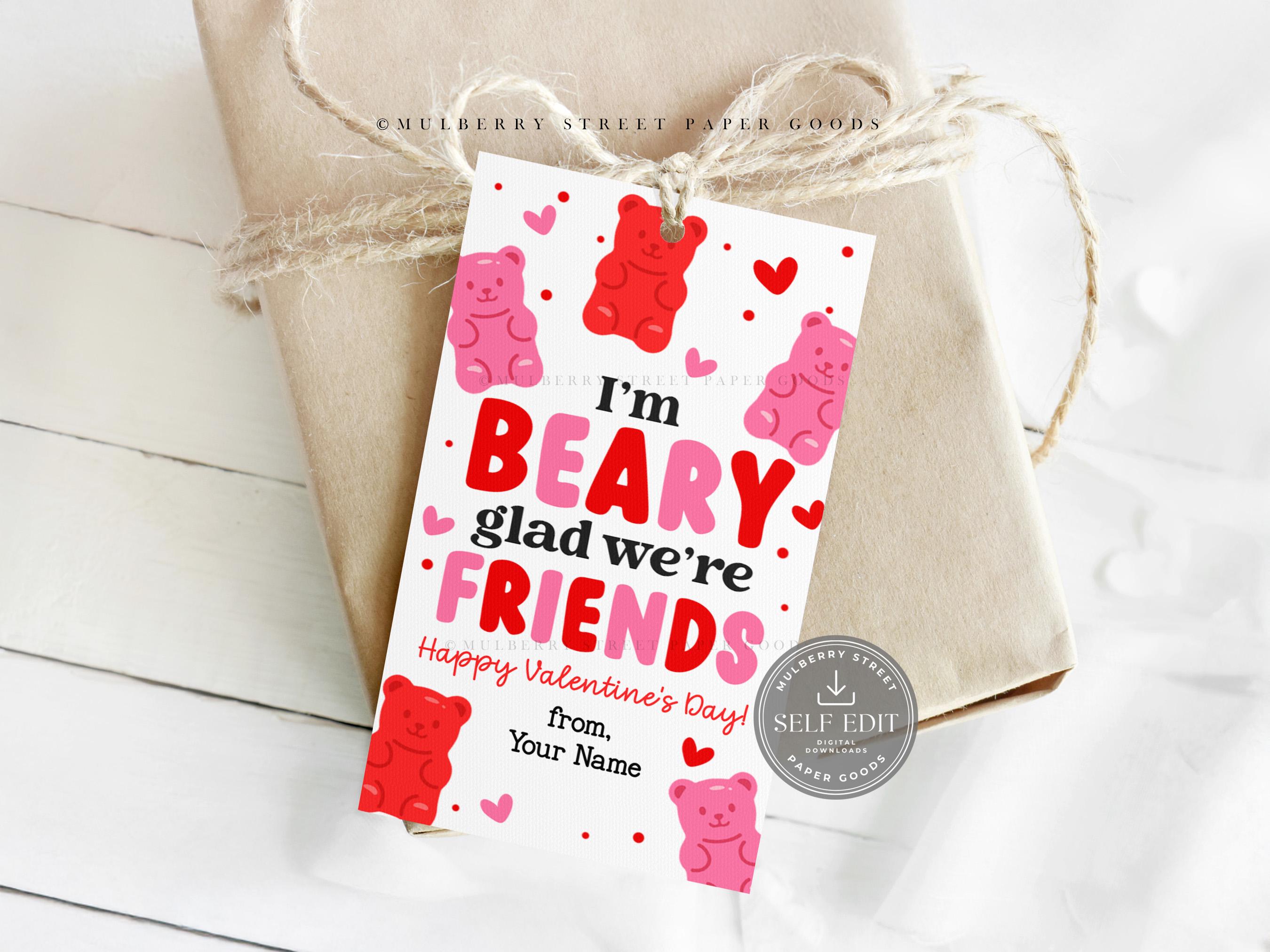 Beary Glad We Are Friends Valentine's Day Gift Tag Printable Digital ...