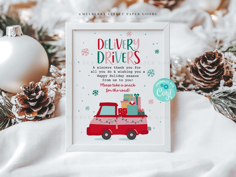 Editable Christmas Delivery Driver Treat Station Printable Digital ...