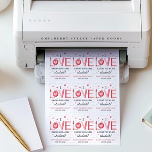 Printable I Love Having You as a Student Valentine's Day Card ...