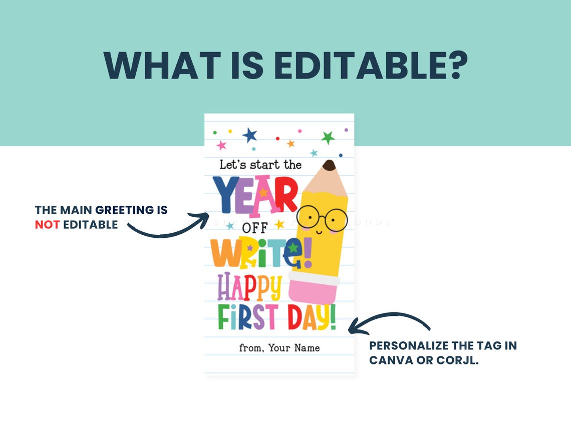 Printable Back to School Gift Tags Canva Template Cute Pencil First Day ...