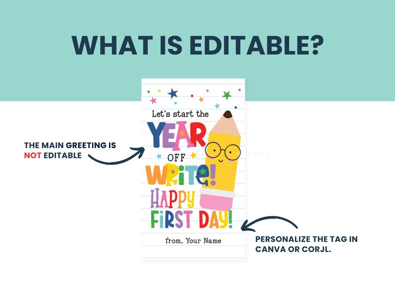Printable Back to School Gift Tags Canva Template Cute Pencil First Day ...