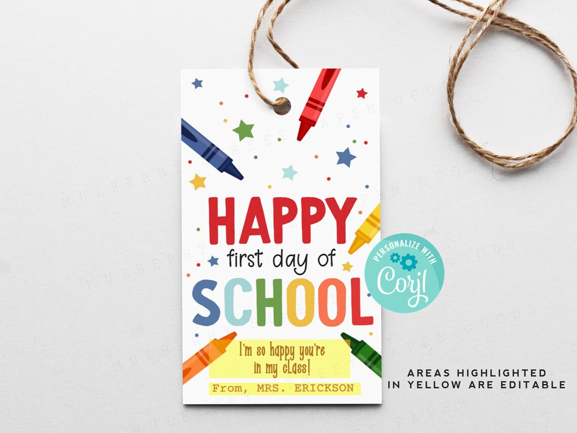 Printable Happy First Day of School Gift Tag Welcome Back to - Etsy