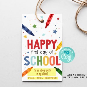 Printable Happy First Day of School Gift Tag, Welcome Back to School ...
