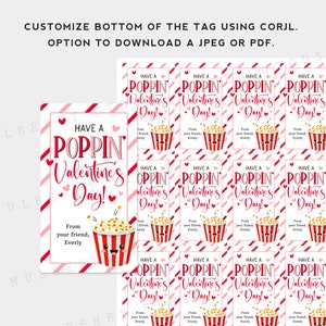 Printable Have a Popping Valentine's Day Card, Popcorn Valentine Tag ...