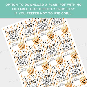 Printable Halloween Popcorn Gift Tag, Halloween Trick or Treat Popcorn ...
