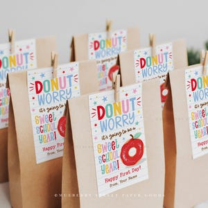 Donut Back to School Gift Tag Printable First Day of School Sweet Treat ...