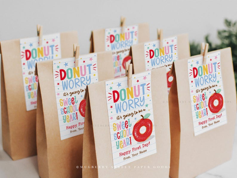 Donut Back to School Gift Tag Printable First Day of School Sweet Treat ...