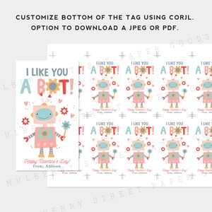 Printable I Like You A Bot Robot Valentine's Day Card, Cute Robot ...