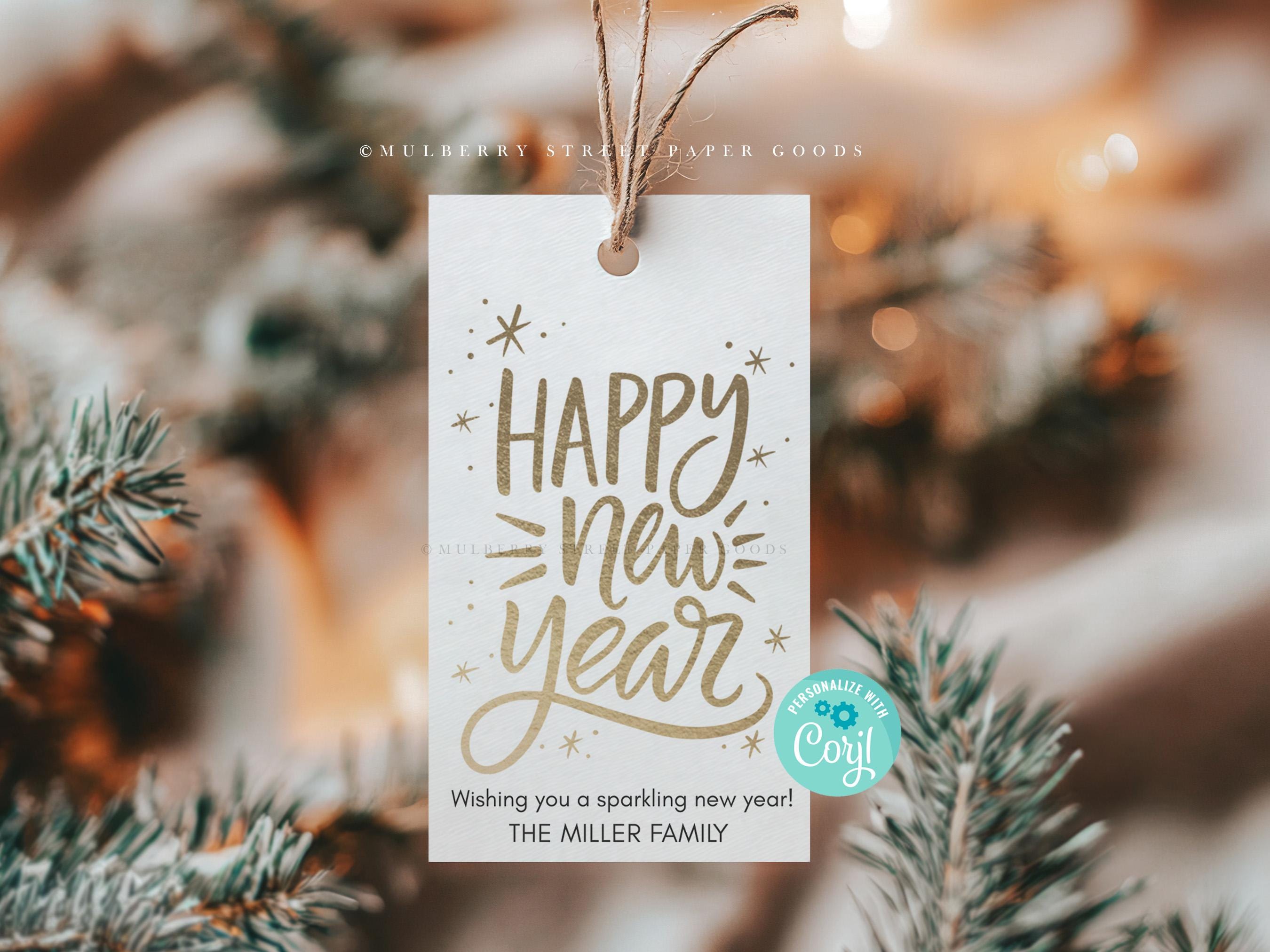 Printable Happy New Year Gift Tag, Instant Download New Year Favor Tag ...