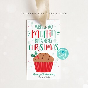 Wishing You Muffin but A Merry Christmas Gift Tag Instant Download ...