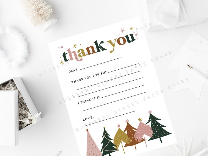 Printable Fill in Christmas Thank You Stationery for Kids - Etsy