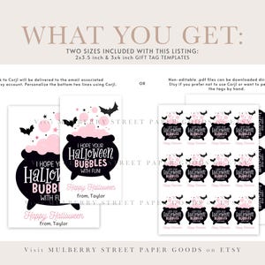Halloween Printable Gift Tag Halloween Bubbles Tag Pink Halloween Treat ...