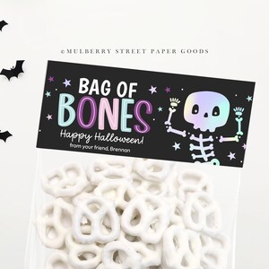 Halloween Bag of Bones Treat Topper Printable Instant Download Trendy ...