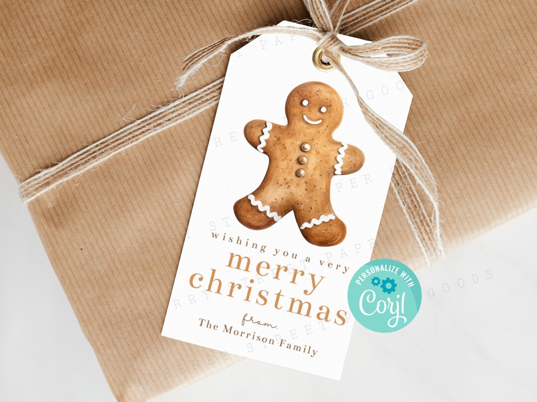 Editable Wishing You a Very Merry Christmas Gingerbread Gift Tag, Happy ...